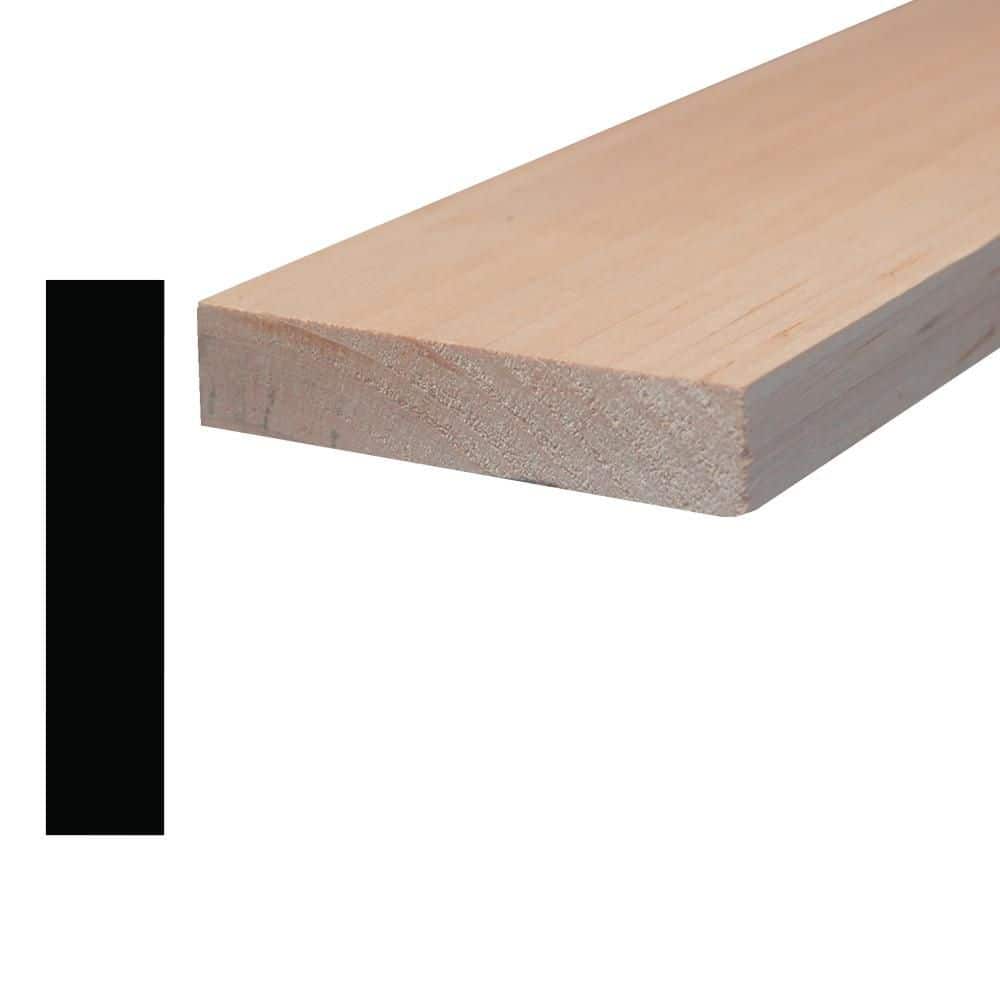 Alexandria Moulding 3/4 in. T x 3-1/2 in. W x R/L Aspen Wood S4S Board ...