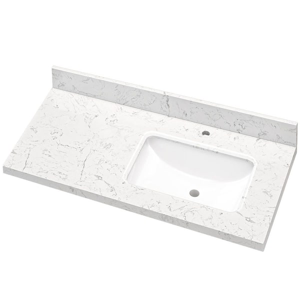 Zeafive Ka 42 in. W x 22 in. D Engineered Stone Marble Rectangular ...