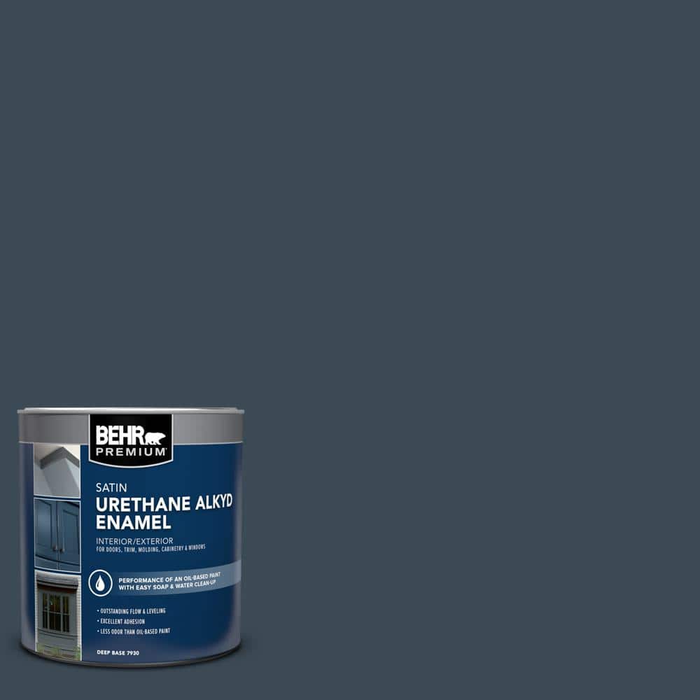 BEHR PREMIUM 1 qt. #BXC-26 New Navy Blue Satin Enamel Urethane Alkyd ...