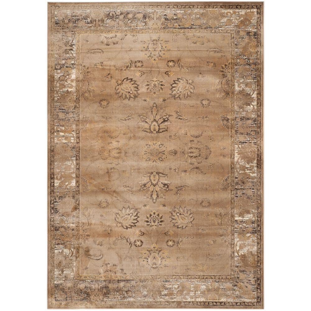 SAFAVIEH Vintage Taupe 7 ft. x 9 ft. Distressed Border Area Rug VTG117 ...