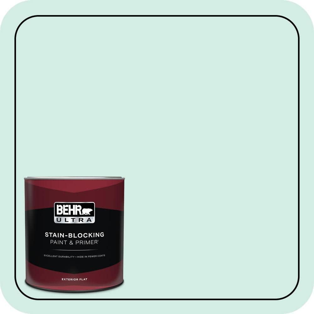 BEHR ULTRA 1 qt. #490C-2 Adriatic Mist Flat Exterior Paint & Primer ...