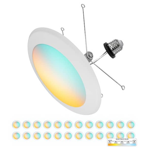 NuWatt 5/6 in. 5CCT Selectable Remodel 15-Watt Retrofit Disk Light E26 ...