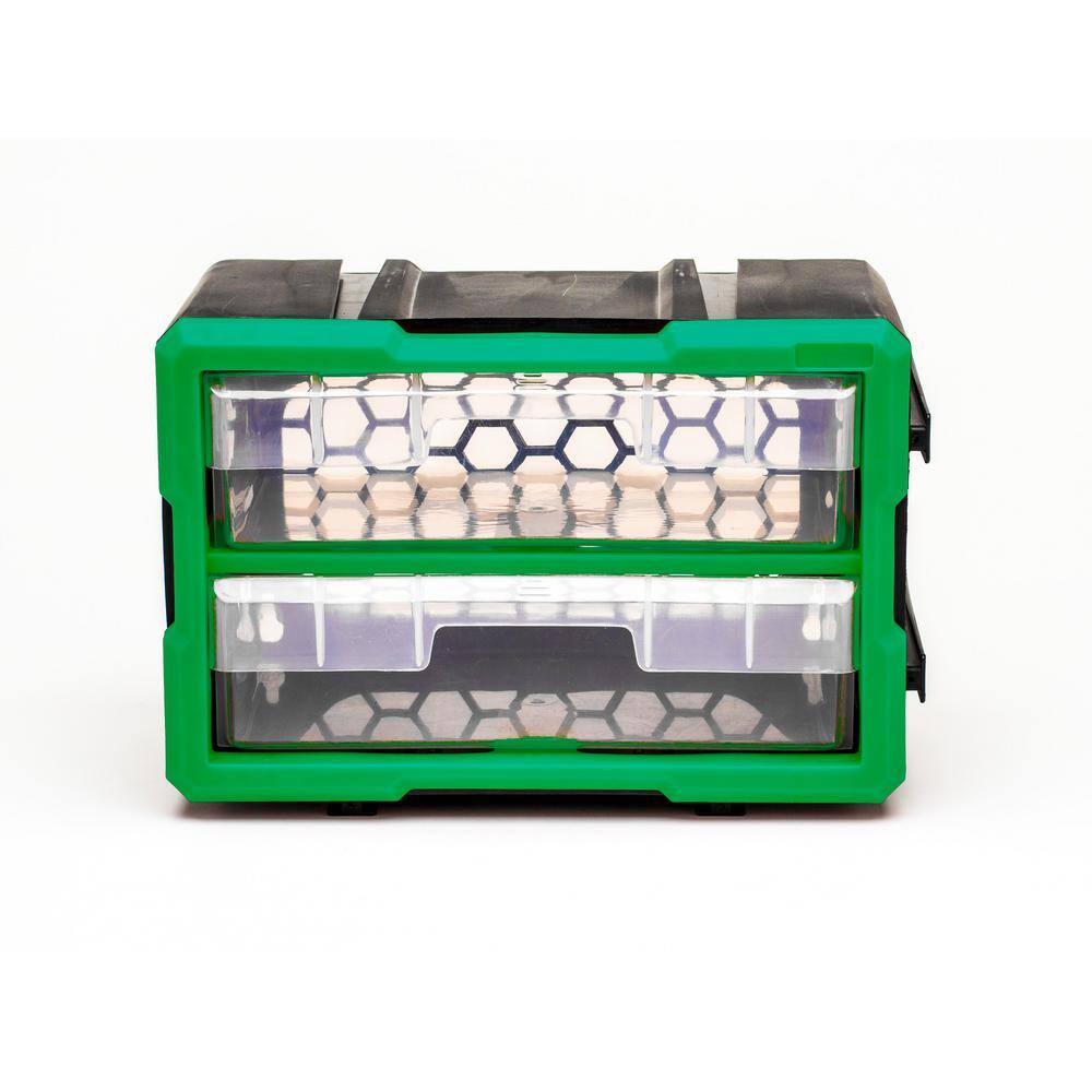 Steel Vision 2-Compartment Interlocking Small Parts Organizer, Green or ...