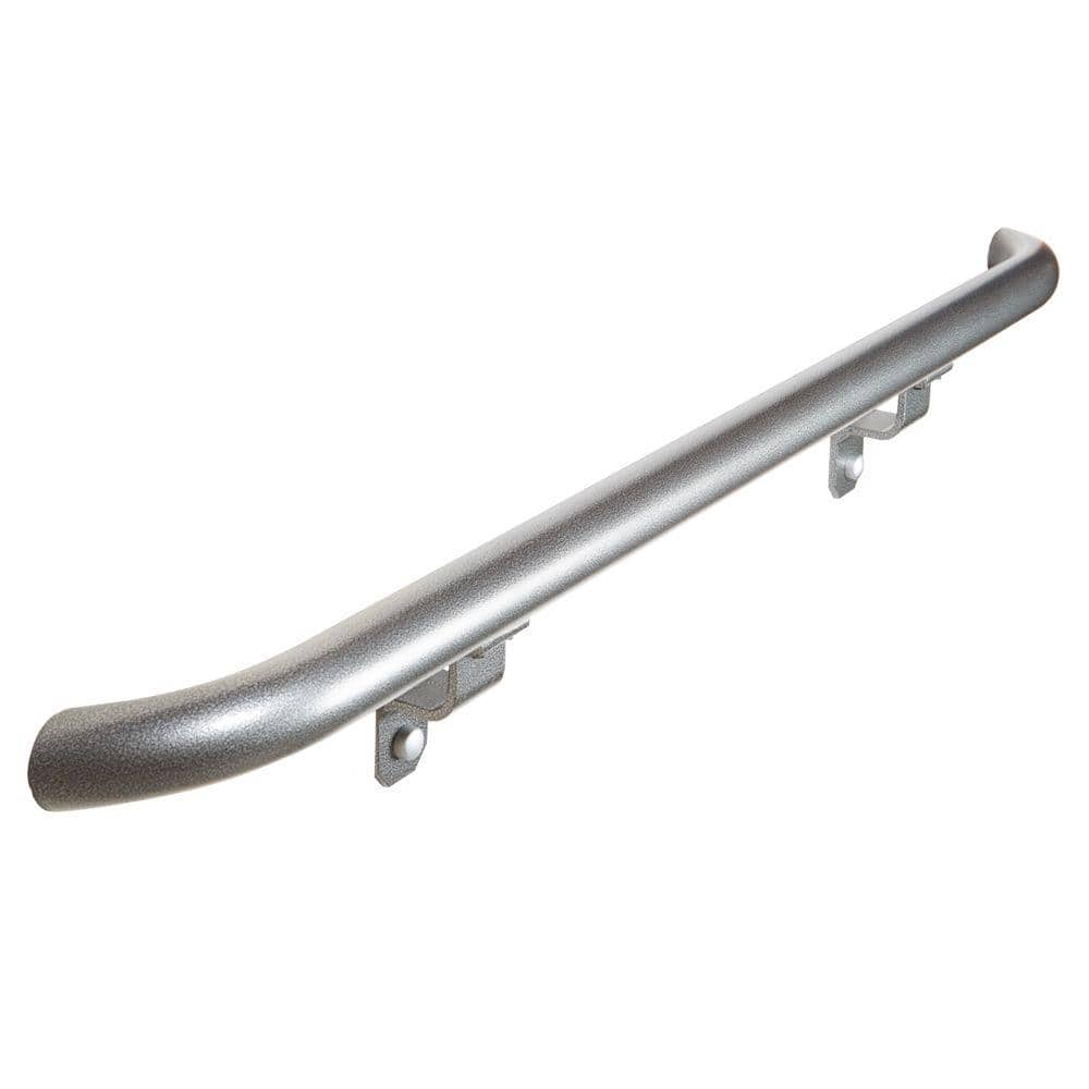 EZ Handrail 6 ft. Silver Vein Aluminum Round with Curved Ends Handrail ...