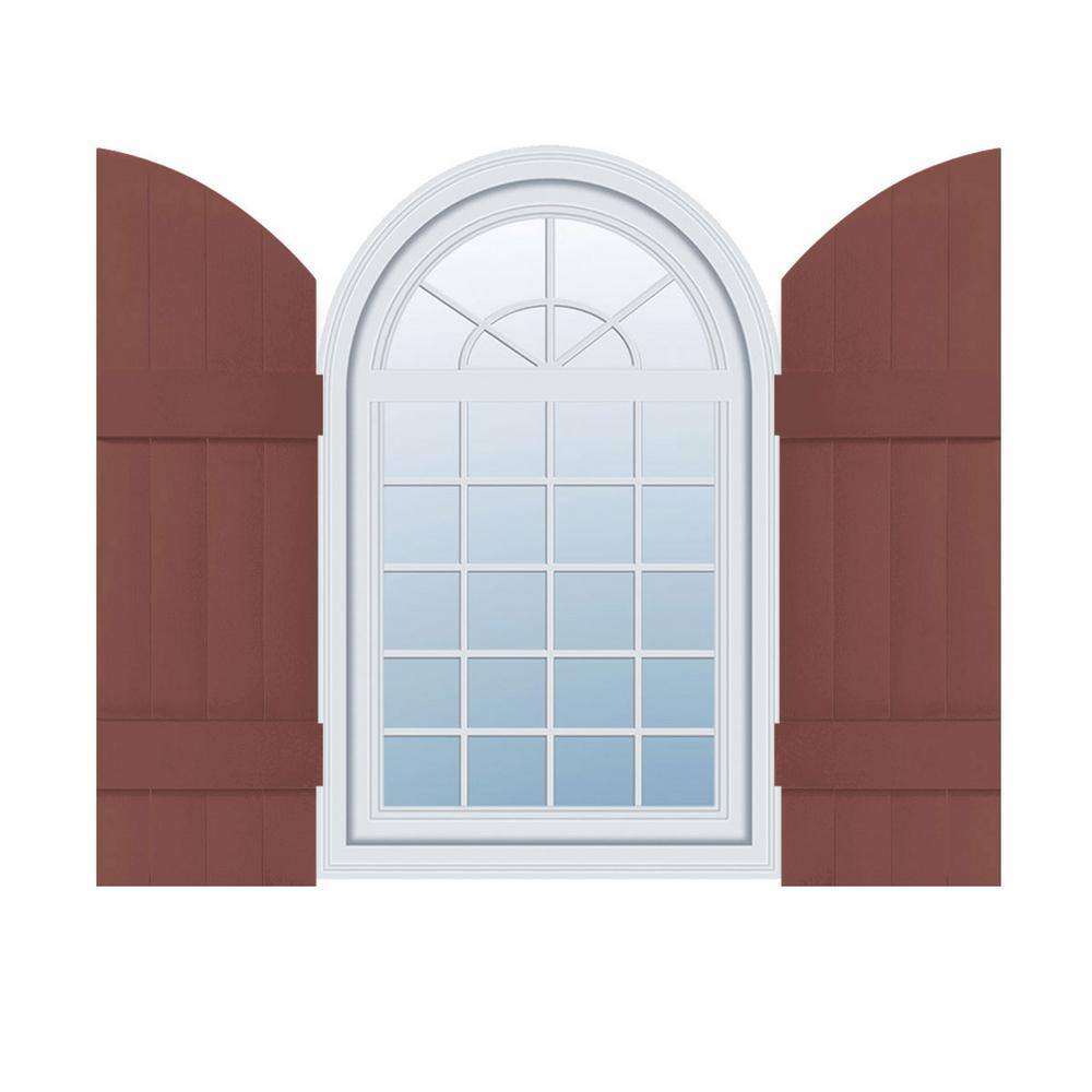 Builders Edge 14 in. W x 49 in. H Vinyl Exterior Arch Top Joined Board ...