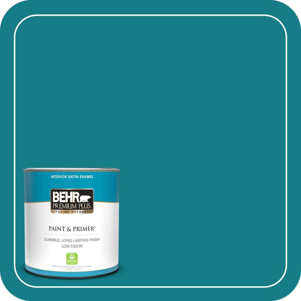 BEHR PREMIUM PLUS 1 qt. #PPU13-01 Caribe Satin Enamel Low Odor Interior ...