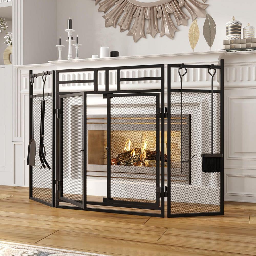 Reviews for Kingdely 48.8 in. Iron 4-Panel Durable Fireplace Screen ...