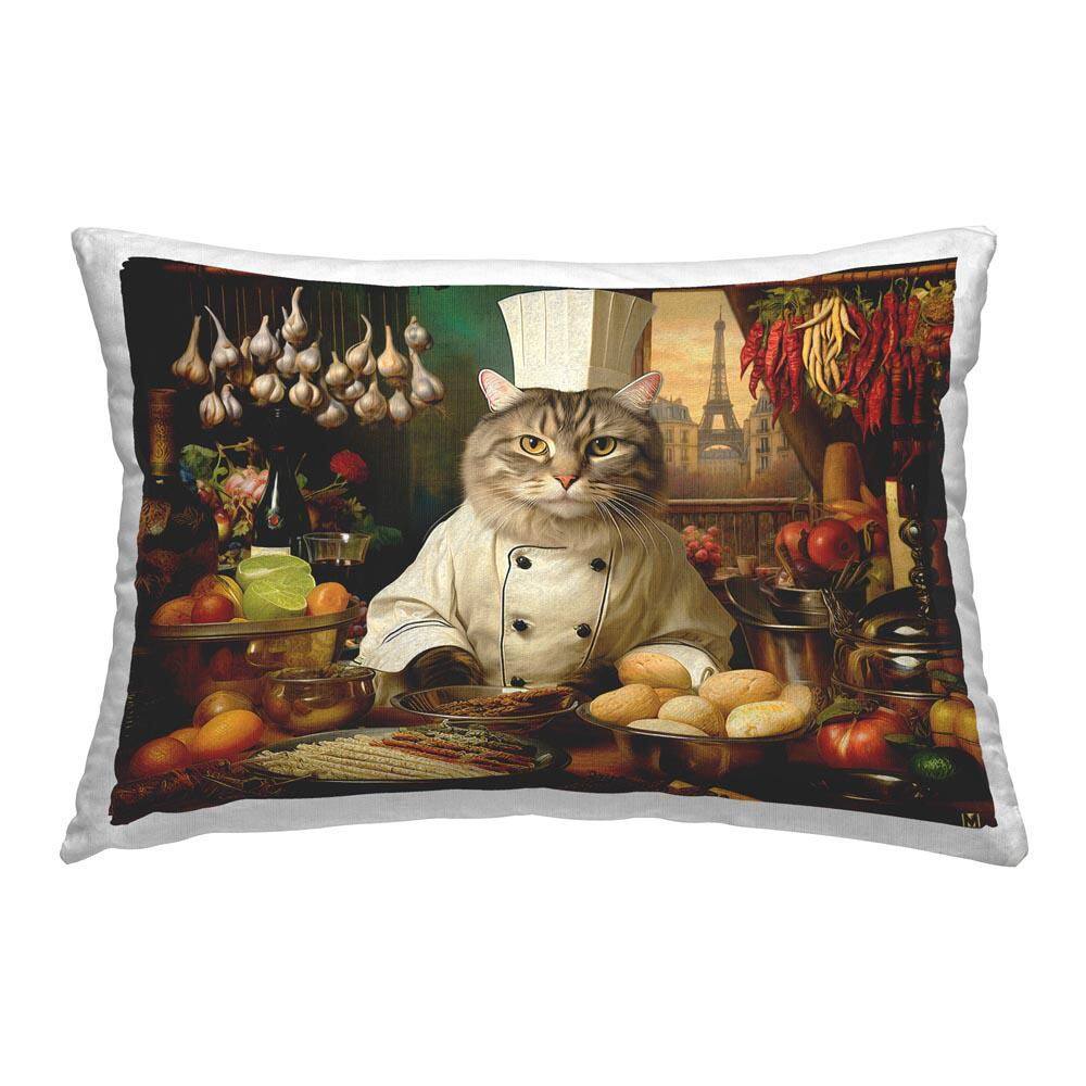 Stupell Industries Chef Cat in Kitchen Multi-Color Abstract Polyester ...