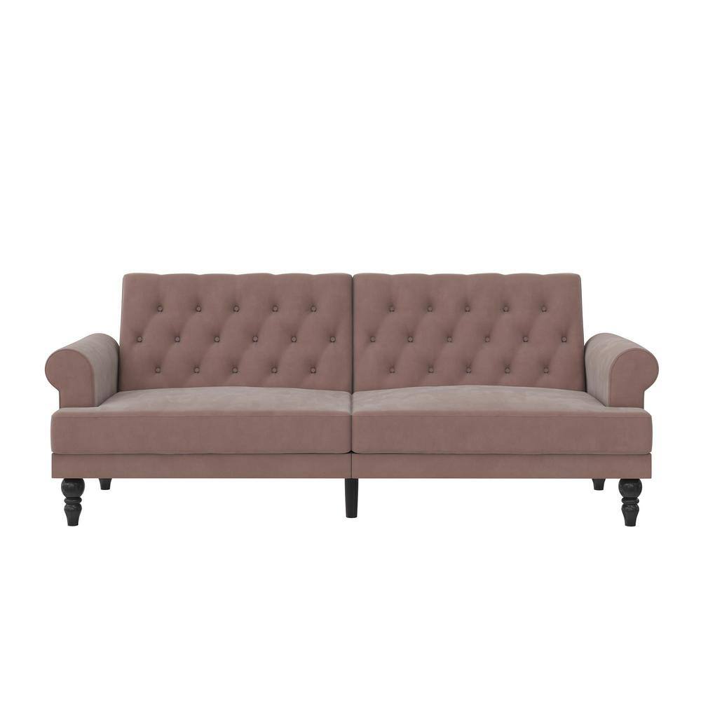 The Novogratz Cassidy Blush Velvet Upholstered Futon 2342779N - The ...