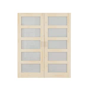ARK DESIGN 60 in. x 80 in. 5-Lite Frosted Glass Solid Core Unfinished ...
