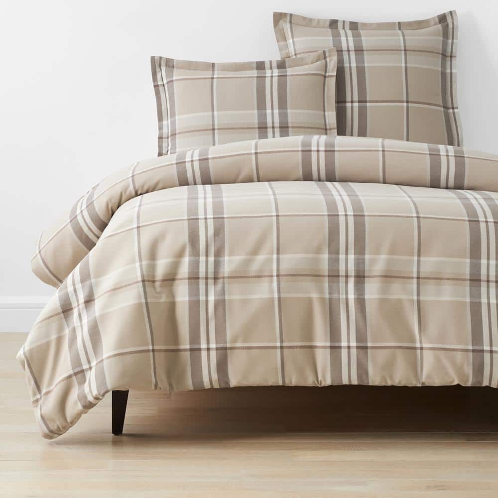 The Company Store Company Cotton Classic Plaid Brown Cotton Queen Duvet ...