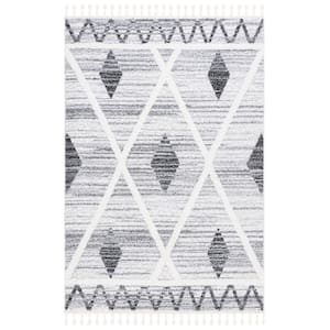 SAFAVIEH Moroccan Tassel Shag 9 ft. x 12 ft. Beige/Gray Zig-Zag Border ...