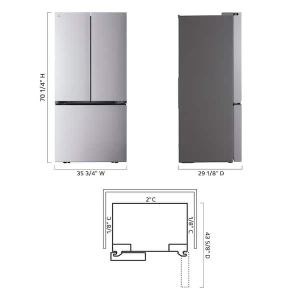 LG 27 cu. ft. SMART Counter Depth MAX French Door Refrigerator with Ice ...