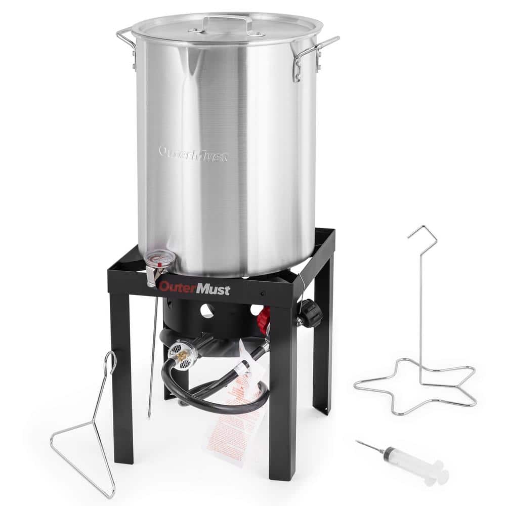 outermust Turkey Fryer and Propane Burner Set 50,000 BTU with Oil Bags ...