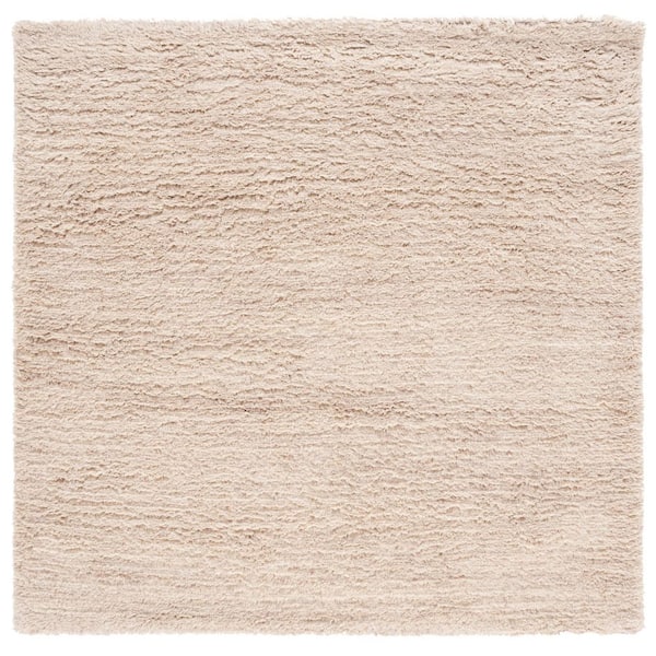 SAFAVIEH Casablanca 6 ft. x 6 ft. Beige Solid Color Flokati Square Area ...