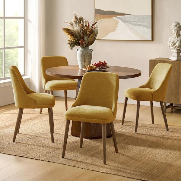 JAYDEN CREATION Dyron Mustard 19.25 in. Modern Upholstered Dining Chair ...