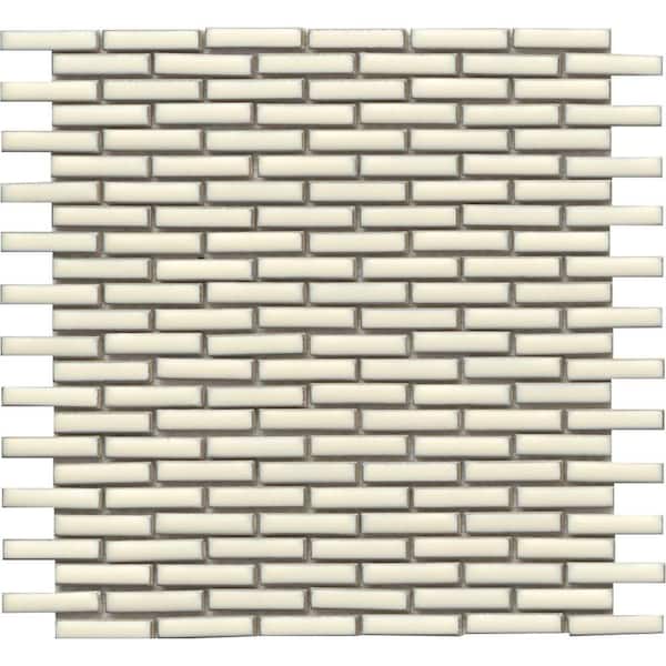 EMSER TILE Regala Bequest 12 in. x 12 in. Glossy Porcelain Mini Offset ...