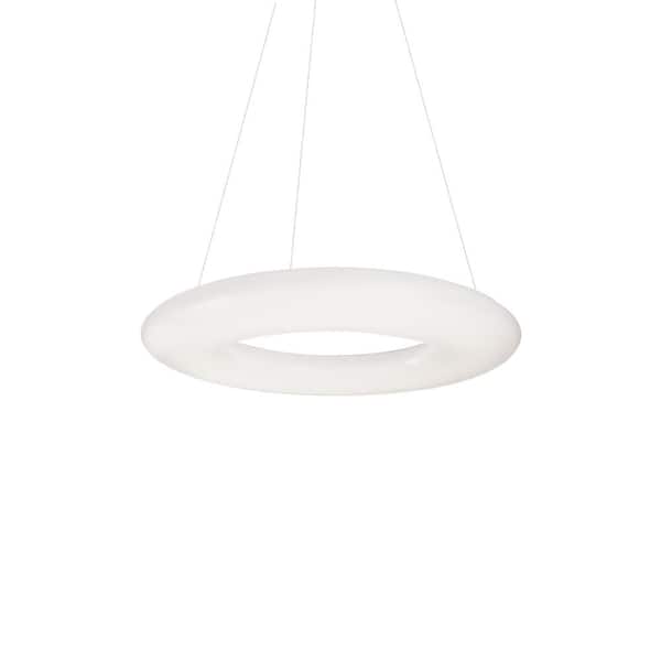 KUZCO Cumulus 24 in. 1 Light 41-Watt White Integrated LED Pendant Light ...
