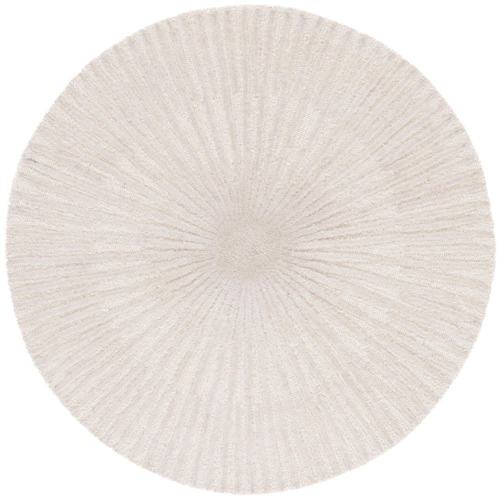 SAFAVIEH Fifth Avenue 4 ft. x 4 ft. Ivory Radiant Striped Round Area ...