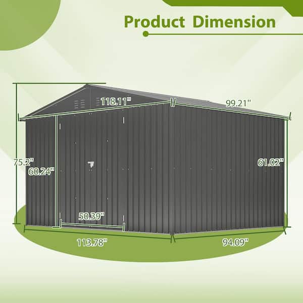 10 x 8 ft. Outdoor Storage Shed, All Weather Metal Sheds 10 x 8 ft. Outdoor Storage Shed, All Weather Metal Sheds