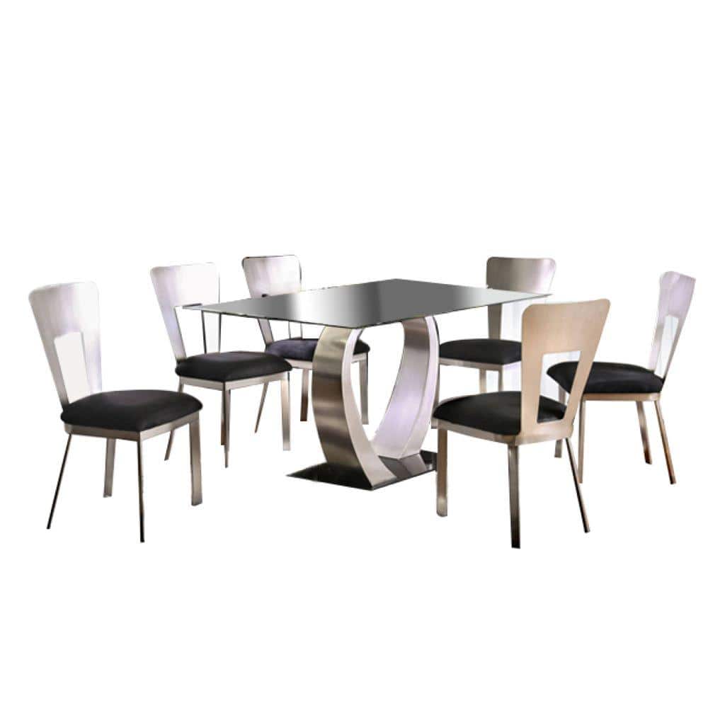 William's Home Furnishing Nova Silver Table Set CM3728T-7PC