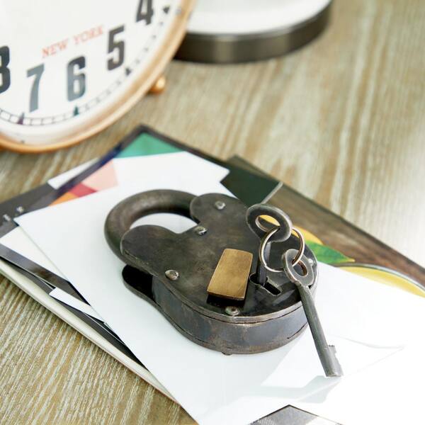 Litton Lane Gray Brass Lock And Key 042246 - The Home Depot