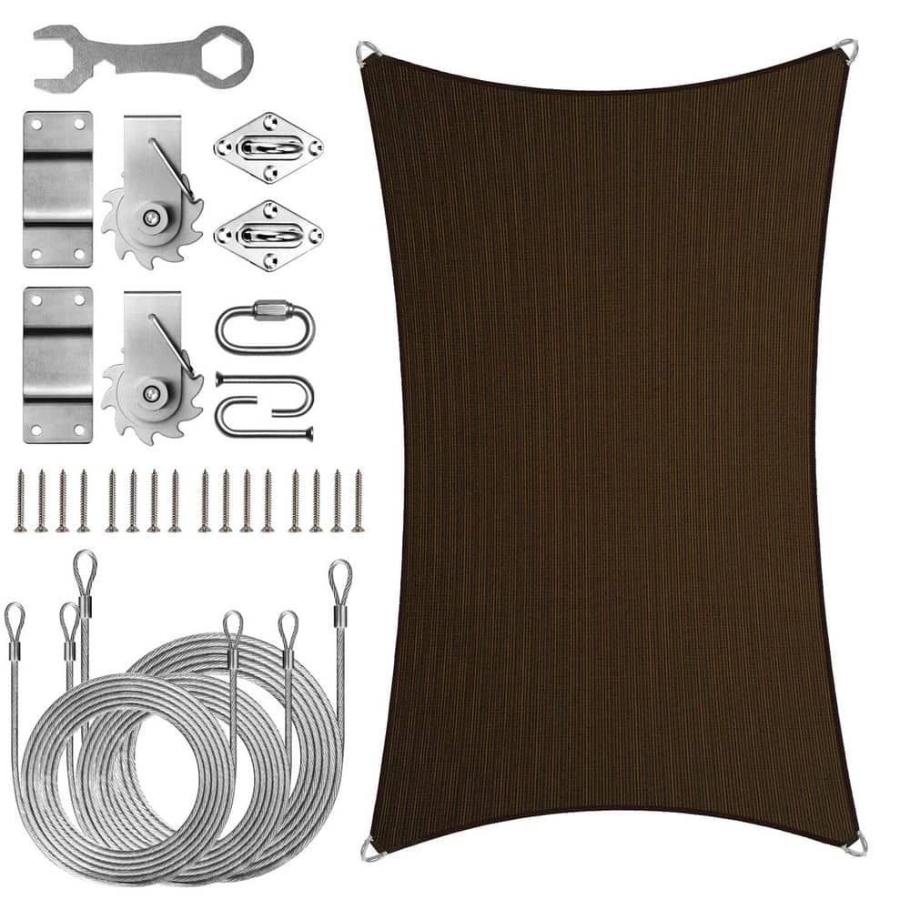Pro Ring 16 ft. x 22 ft. Rectangle Sun Shade Sail with Hardware TAWAL-Brown SPW-TAVR1622-10 ...