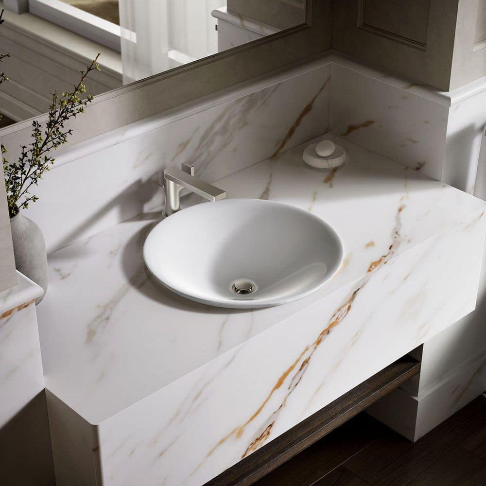 KOHLER Carillon Round Vitreous China Bathroom Sink in White K-7806-0 ...