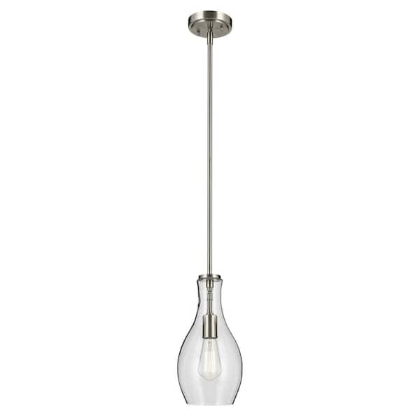 KICHLER Everly 13.75 in. 1-Light Brushed Nickel Modern Shaded Bell ...