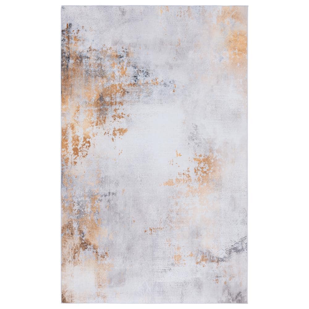 SAFAVIEH Tacoma Gray/Gold 8 ft. x 10 ft. Machine Washable Distressed ...