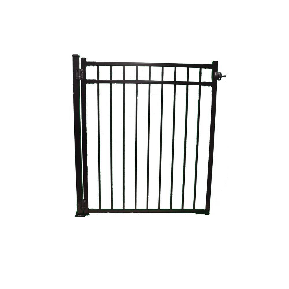 Weatherables Cypress 4 ft. W x 4.5 ft. H Black Aluminum Fence Gate Kit ...