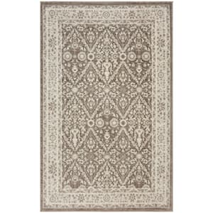 Nourison Renewed Ivory Mocha 6 ft. x 9 ft. Distressed Traditional Area ...