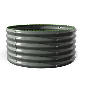 Cesicia 4 ft. L x 1.5 ft. H Gray Round Galvanized Steel Raised Garden ...