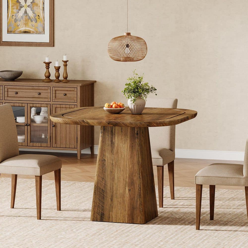 BYBLIGHT 31.5 in. Rustic Brown Square Wood Dining Table for 2-4 ...
