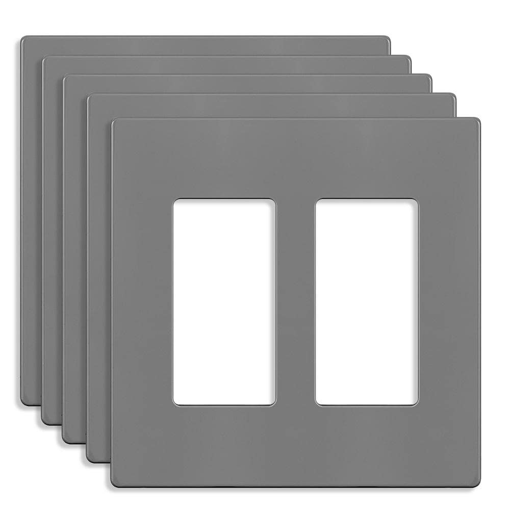 ENERLITES Gray 2-Gang, Decorator/Rocker, Plastic Polycarbonate ...