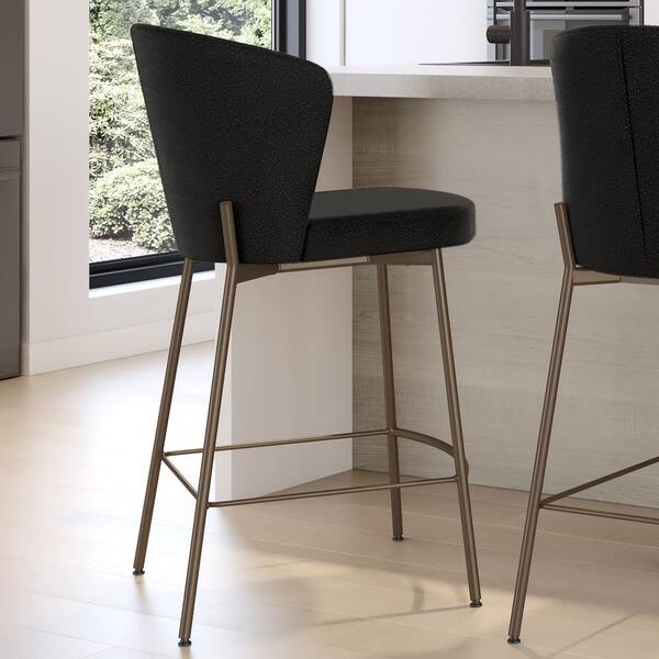 Amisco Camilla 31 in. High Back Bar Stool Charcoal Grey Boucle ...