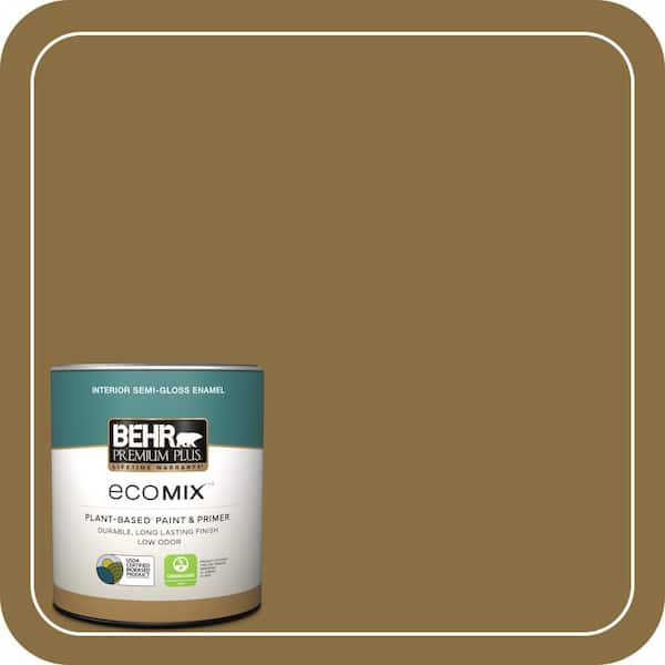 BEHR PREMIUM PLUS 1 qt. #330F-7 Nutty Brown Semi-Gloss Enamel EcoMix ...