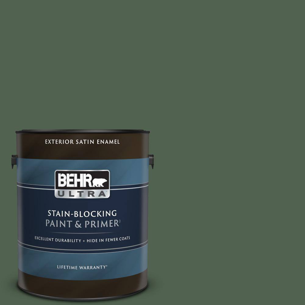 BEHR ULTRA 1 gal. #BXC-60 Pasture Green Satin Enamel Exterior Paint ...