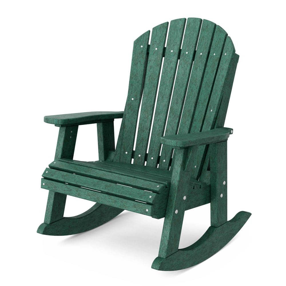 Wildridge Heritage Turf Green Plastic Adirondack Outdoor Rocking Chair ...