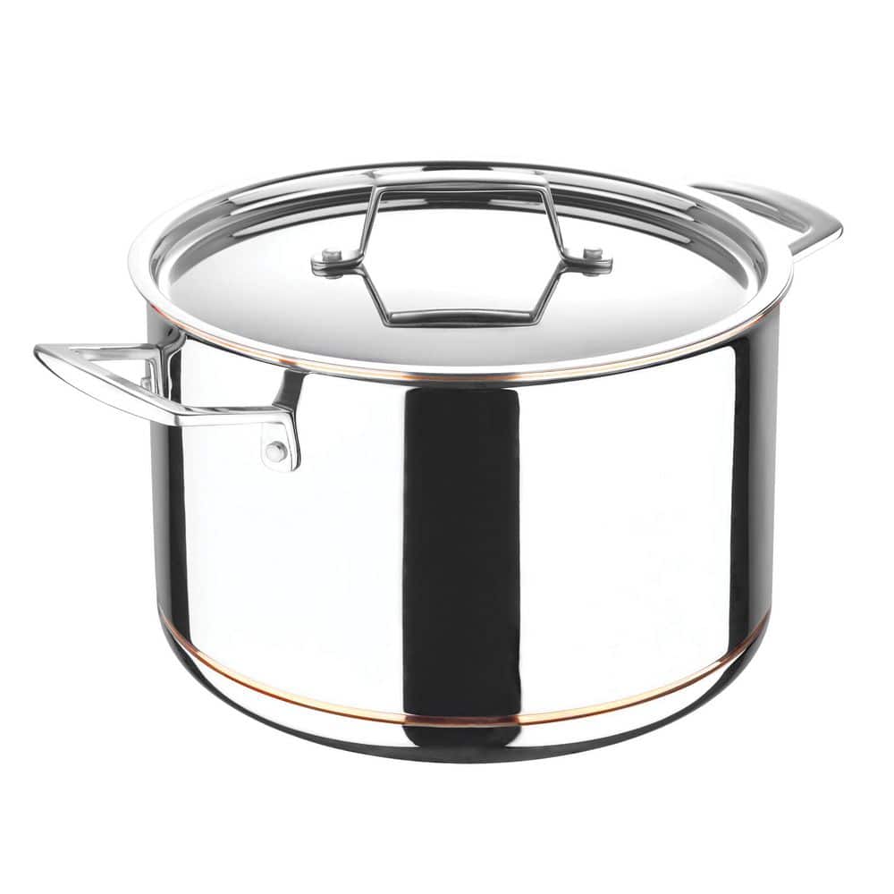 MasterPRO 5CX 8 qt. Stainless Steel 5-Ply Copper Core Stock Pot with ...