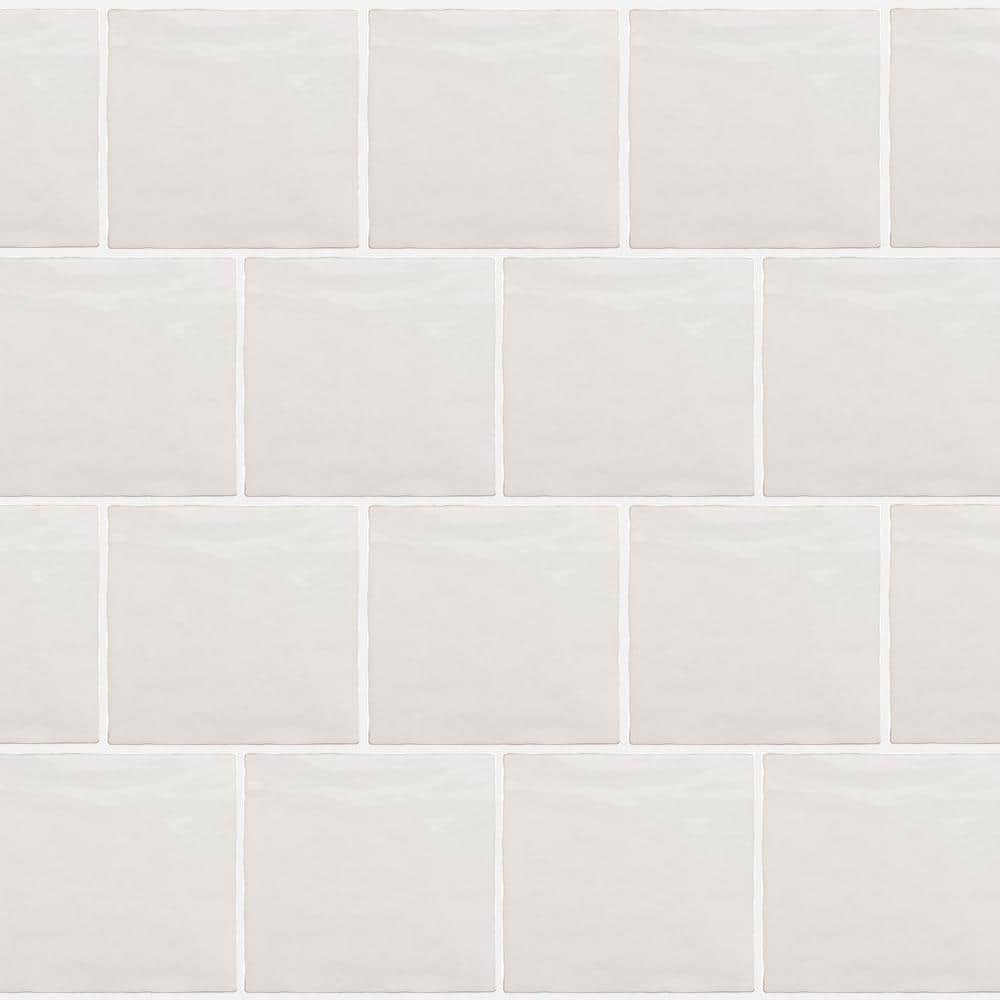 Apollo Tile White 5.2 in x 5.2 Polished Ceramic Subway Tile Sample ...