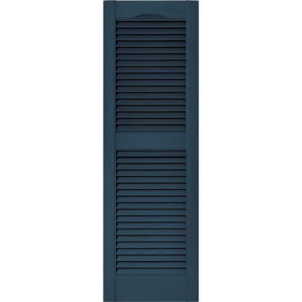 Builders Edge 15 in. x 48 in. Louvered Vinyl Exterior Shutters Pair in ...