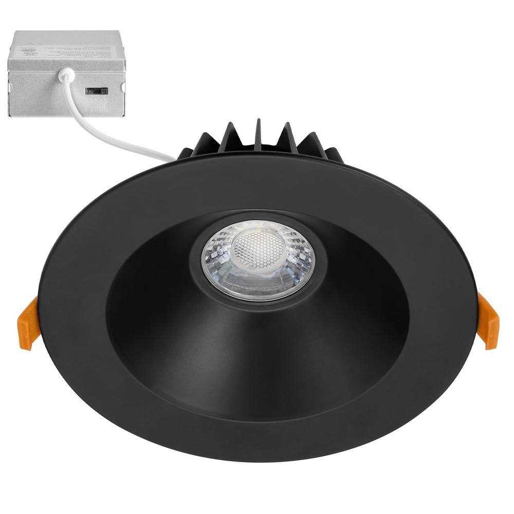 Maxxima 6 in. Slim Round Recessed Anti-Glare LED Downlight, Black Trim ...