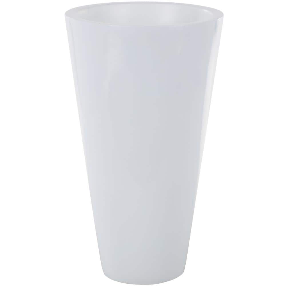 Litton Lane White Fiber Glass Trumpet Minimalistic Decorative Vase, 14 ...