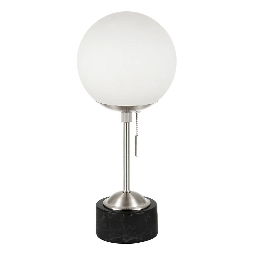 Meyer&Cross Reagan 18 in. Brushed Nickel and Black Marble Table Lamp ...