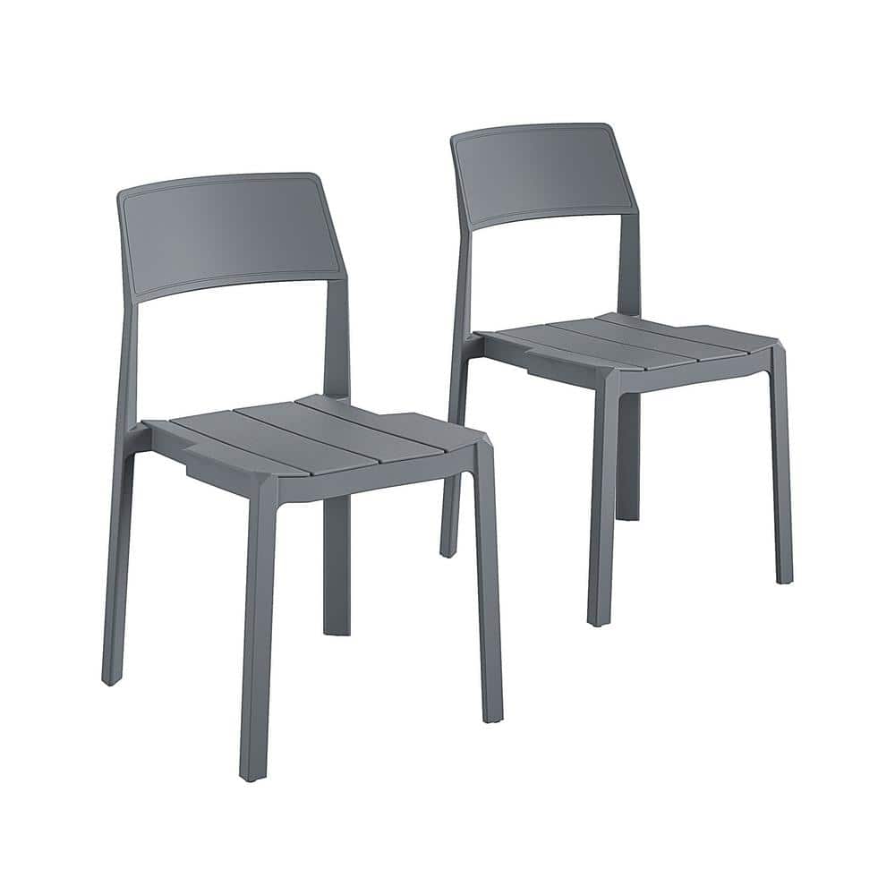 Novogratz Chandler Stacking Indoor/Outdoor Dining Chairs, Charcoal (2 ...