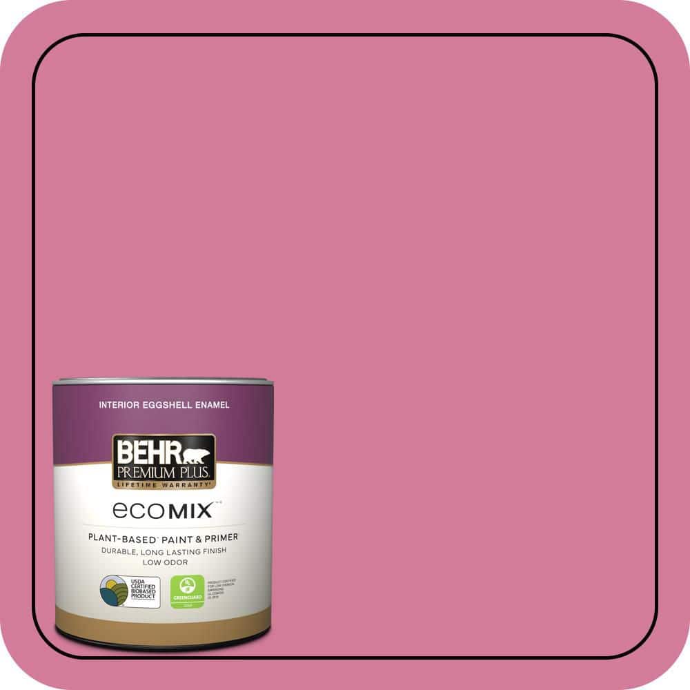 BEHR PREMIUM PLUS 1 qt. #P130-5 Little Bow Pink Eggshell Enamel EcoMix ...