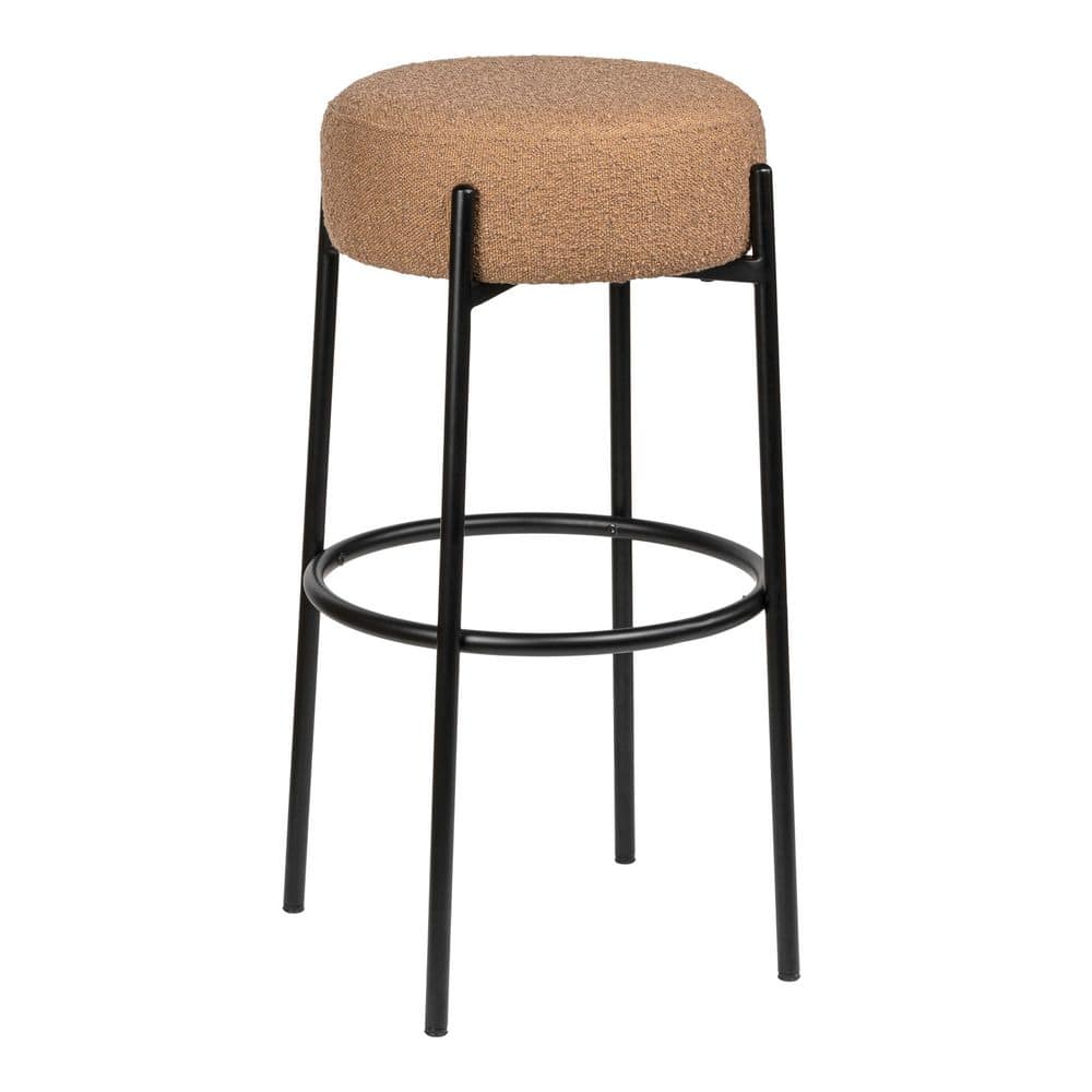 JONATHAN Y Paola 30 in. Modern Minimalist Round Backless Metal/Boucle ...