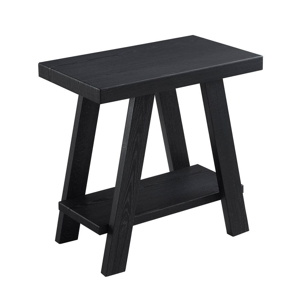 Athens Contemporary Wood Shelf Side Table in Black Finish ...