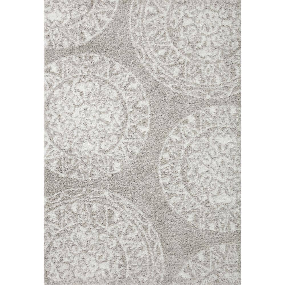 Loloi Rugs Bliss Micro Shag Grey/White 18 in. x 18 in. Sample Modern ...